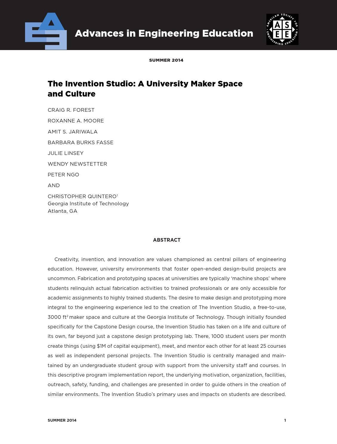 Invention Studio: A University Maker Space and Culture by Woodruff ...