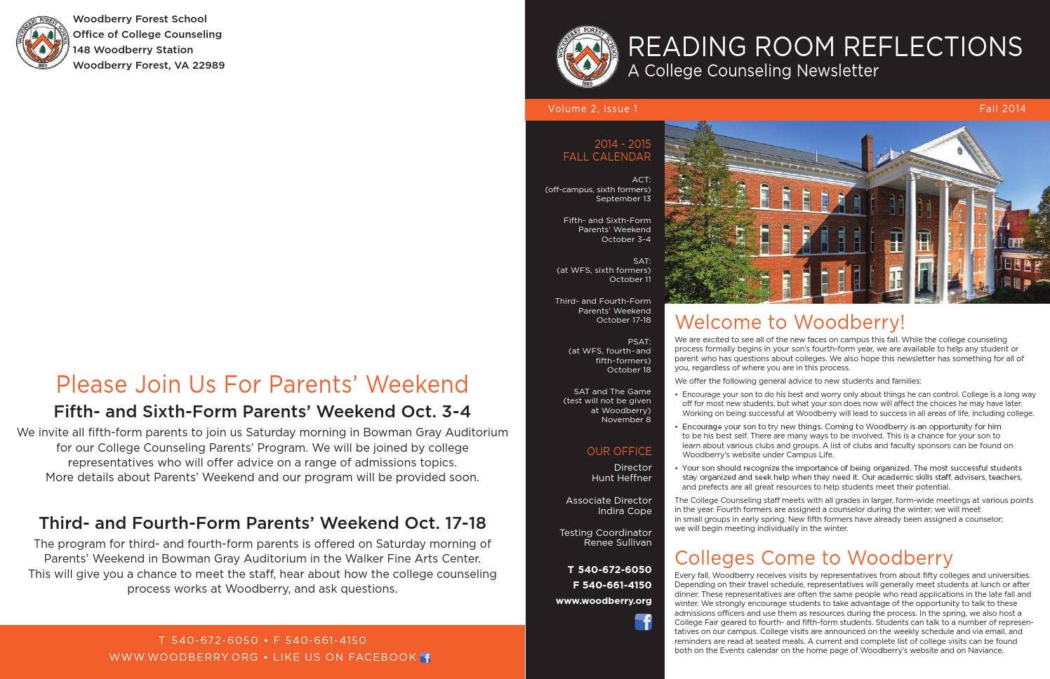 Woodberry Forest School College Counseling Newsletter by Woodberry ...