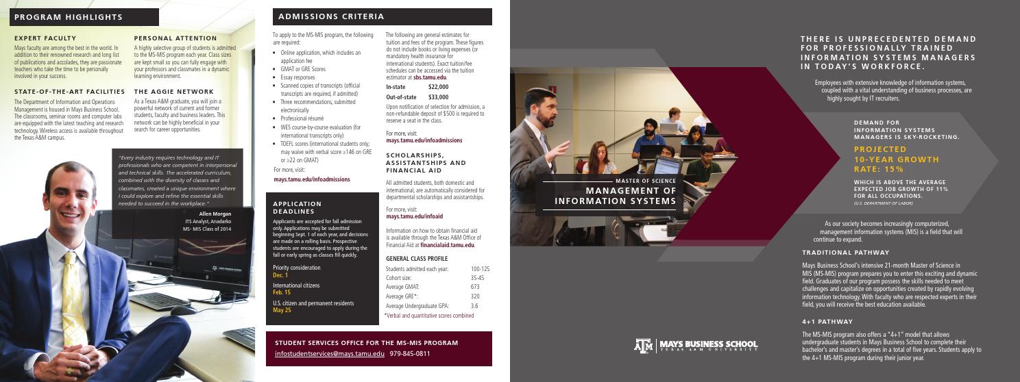 MIS Masters (MS-MIS) Degree Brochure by Mays Business School - Issuu