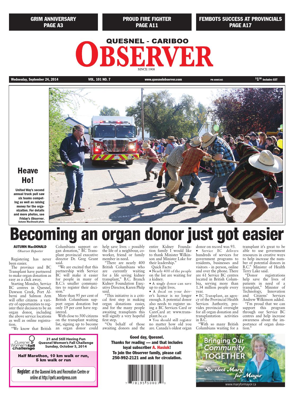 Quesnel Cariboo Observer, September 24, 2014 by Black Press Media Group ...