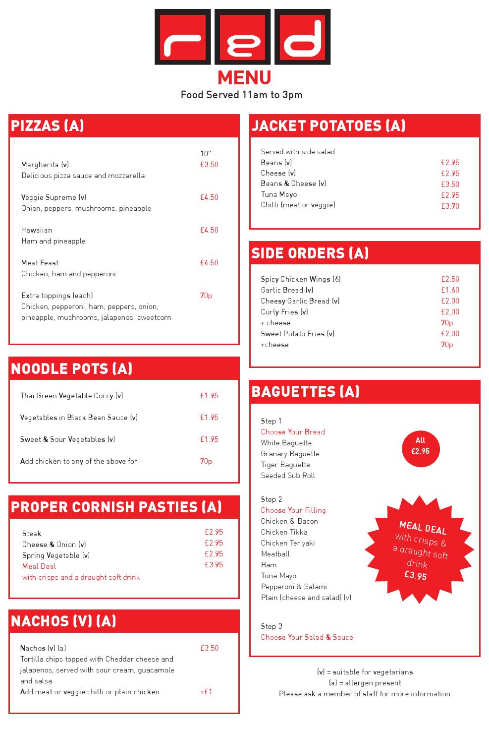 RED Bar Menu 2014 by The Students' Union at UWE - Issuu