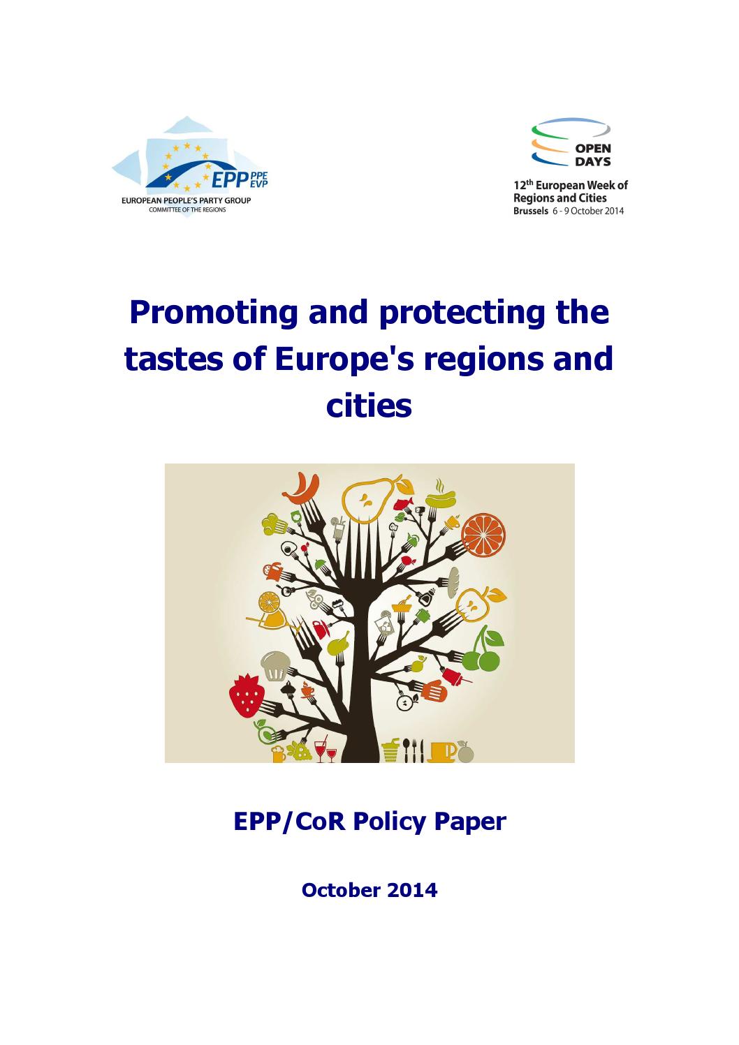 EPP/CoR Policy paper: Promoting and protecting the tastes of Europe by ...