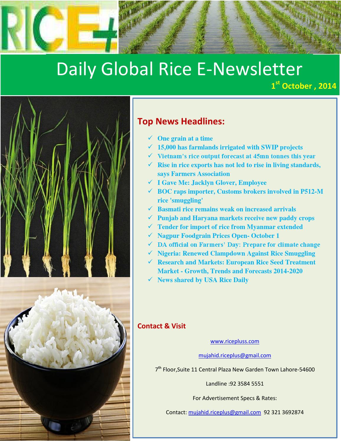 1st october,2014 daily global rice e newsletter by riceplus magazine by ...