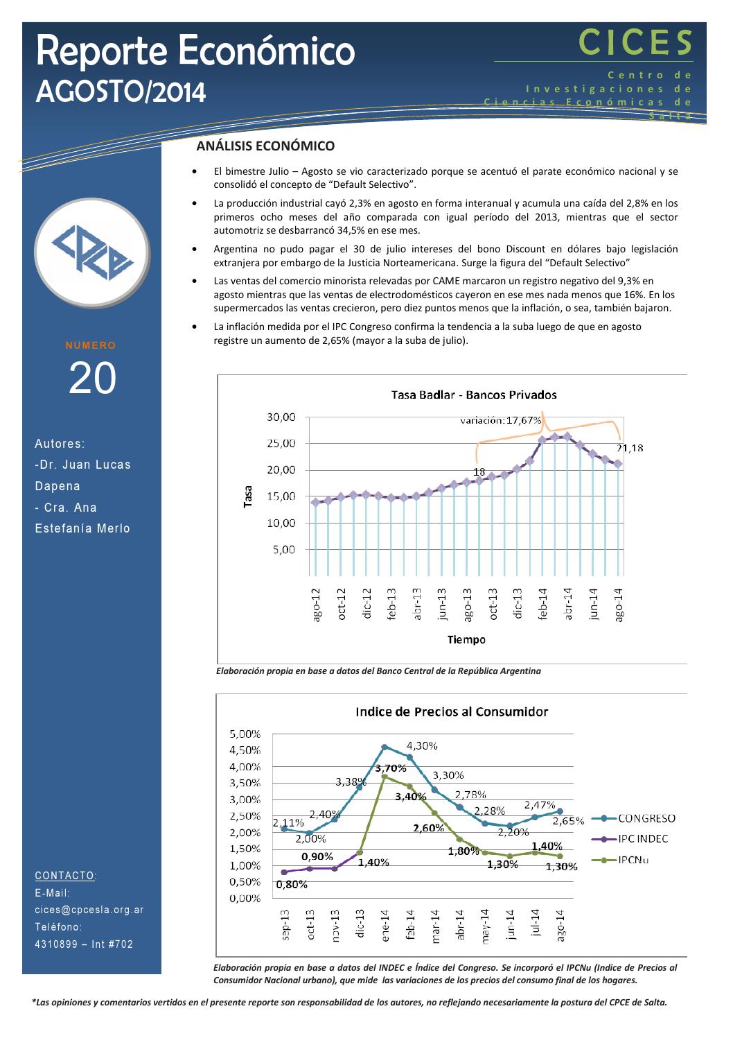 Cices reporte agosto 2014 by Auxiliar Sistemas Web - Issuu