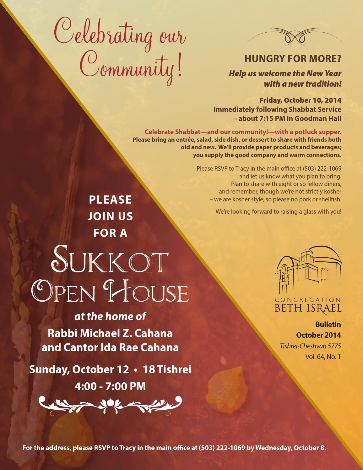 October 2014 Bulletin - Congregation Beth Israel, Portland Oregon by ...