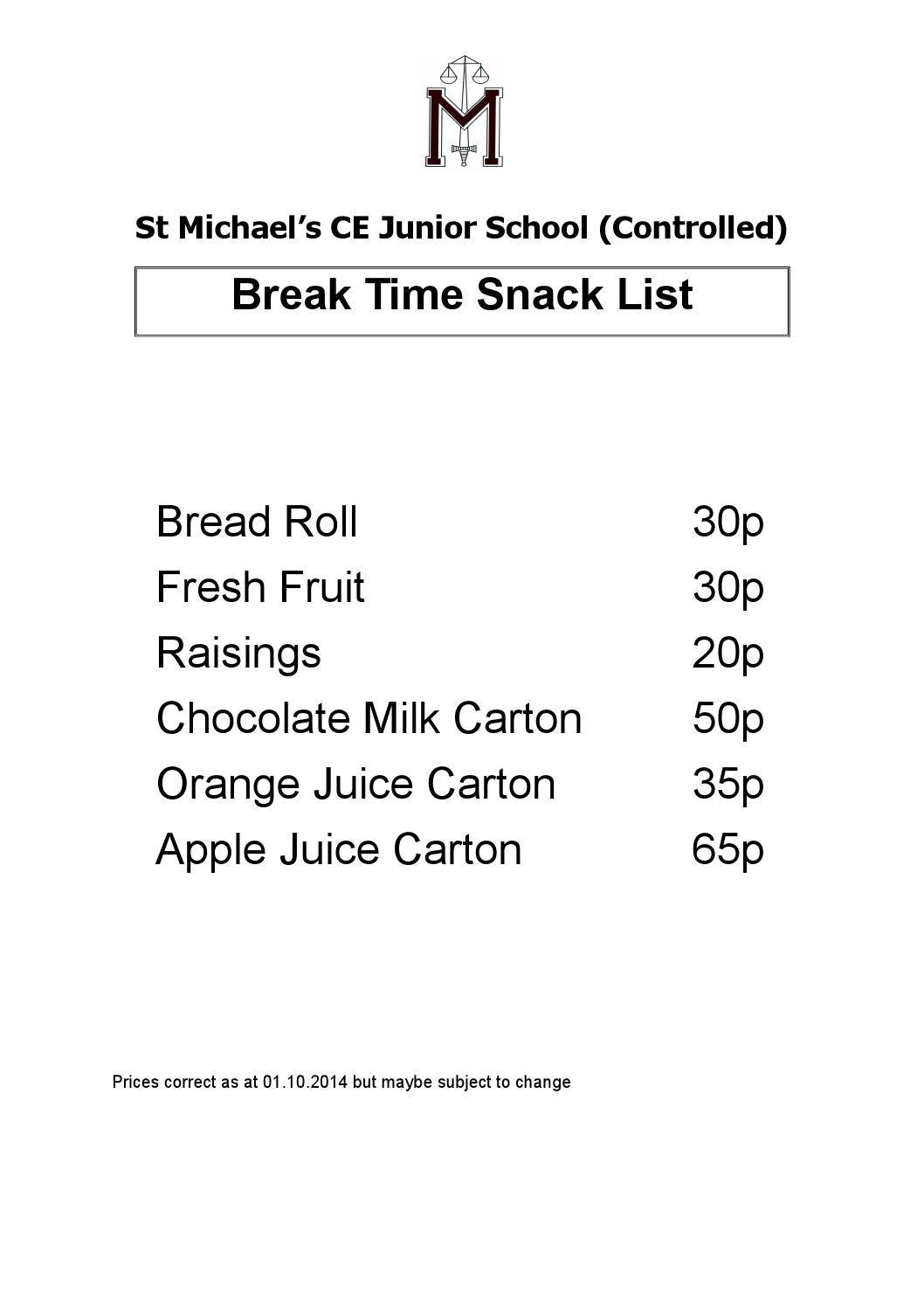 Break Time Snack List by Schudio - Issuu