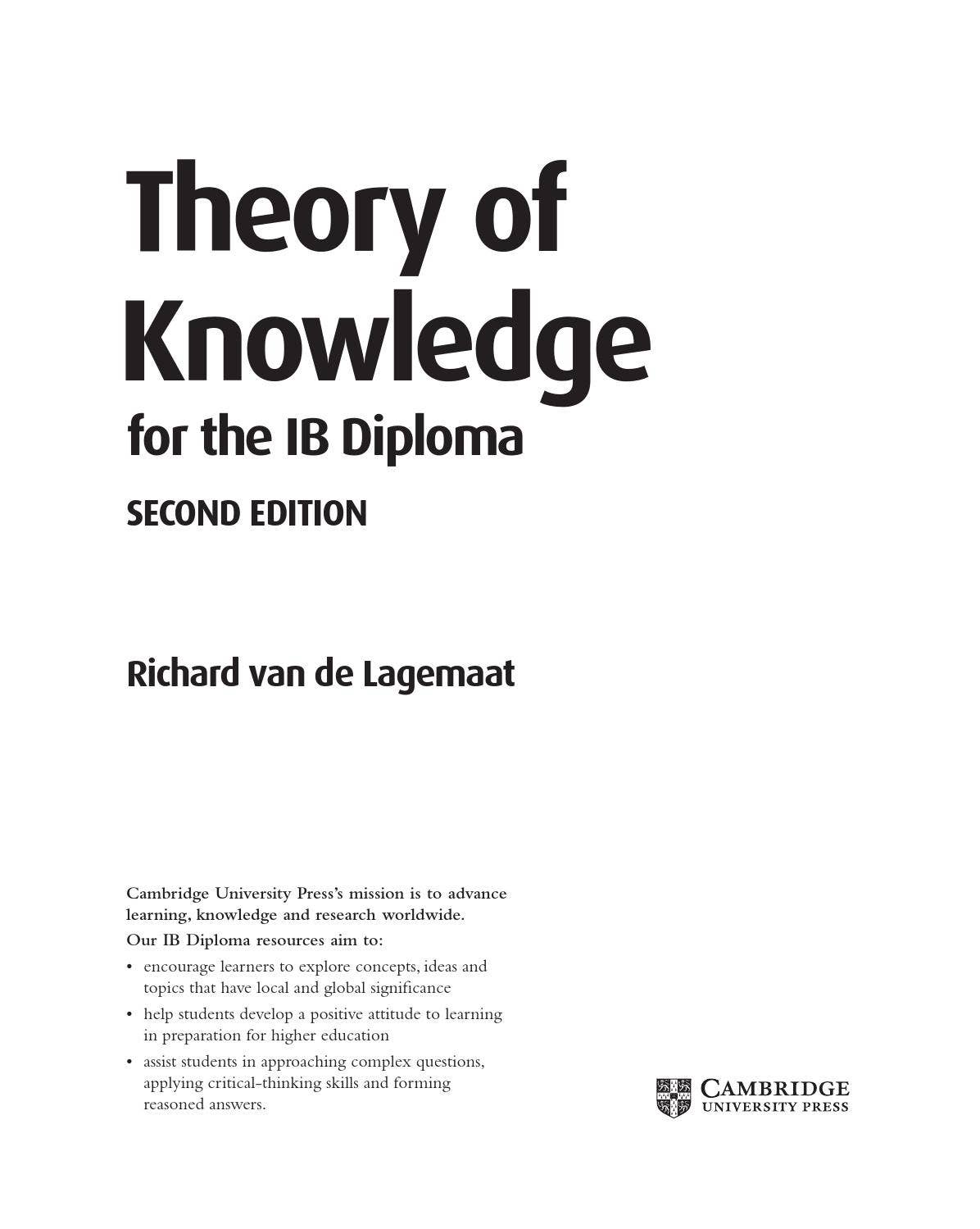 Theory of Knowledge for the IB Diploma (second edition) by Cambridge ...
