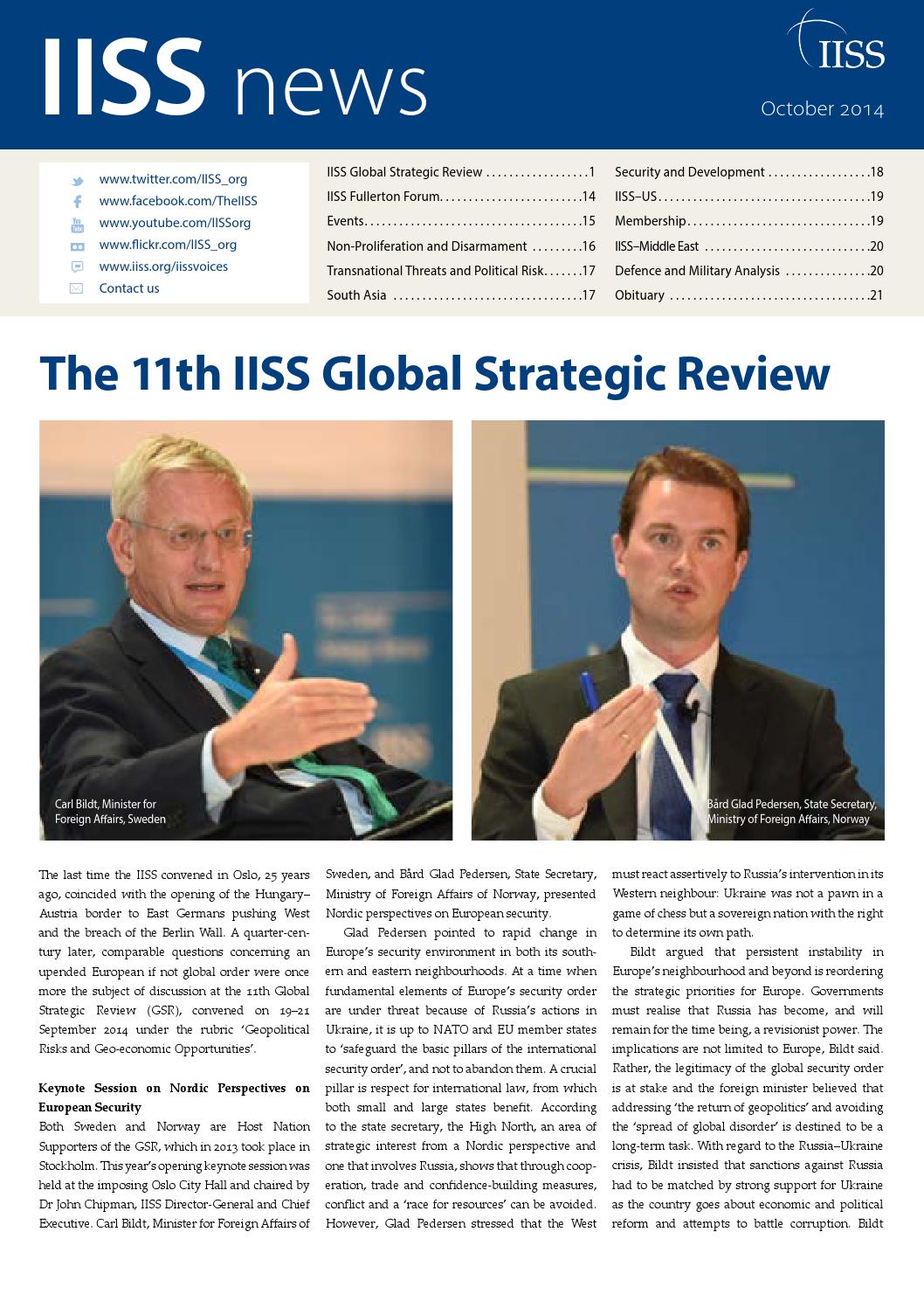 IISS Newsletter October 2014 by International Institute for Strategic ...