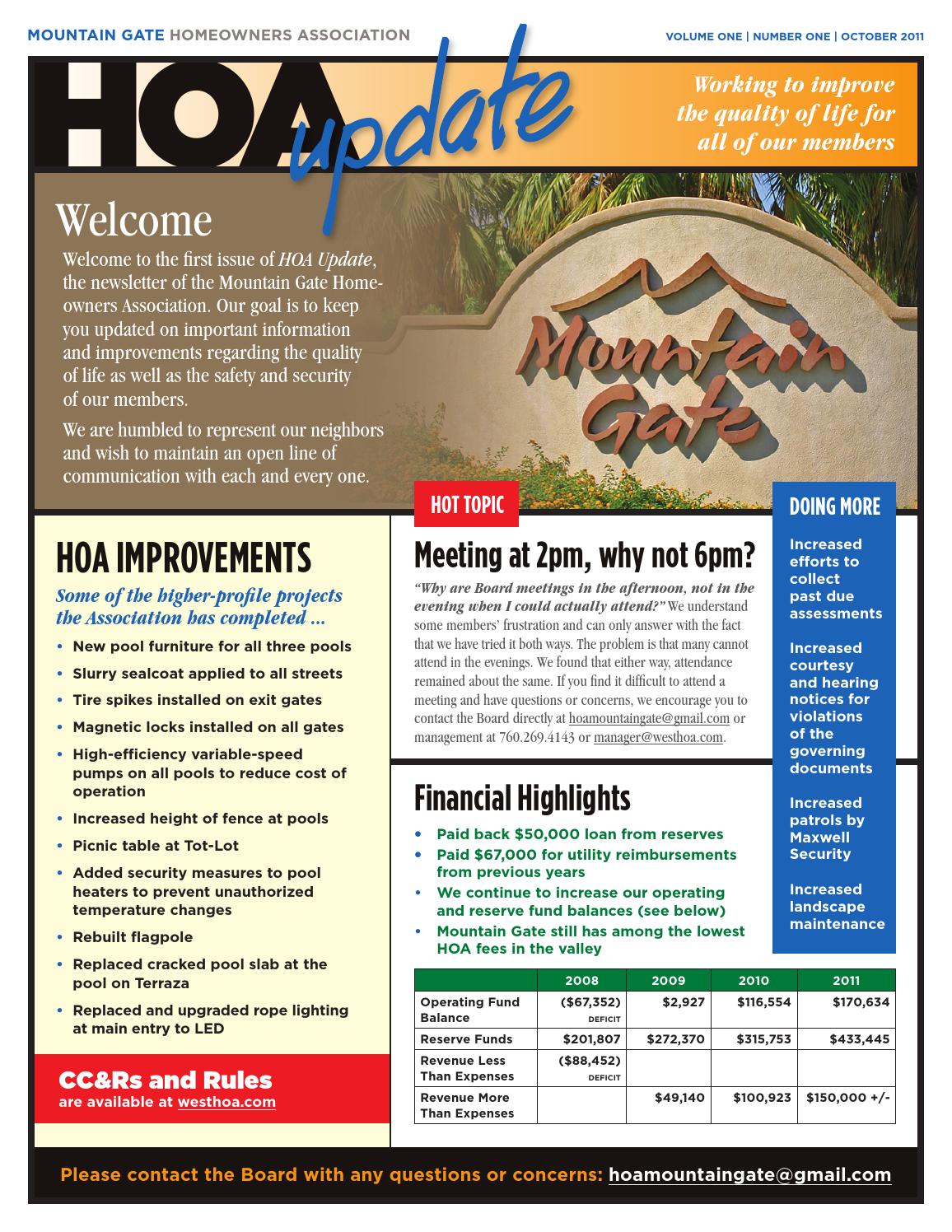 Mountain Gate HOA Newsletter Design By Scott A McPherson Issuu