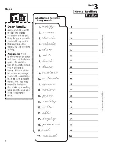 Spelling Connections Grade 7 by Sandra Maria Michelle Clifton, MBA - Issuu