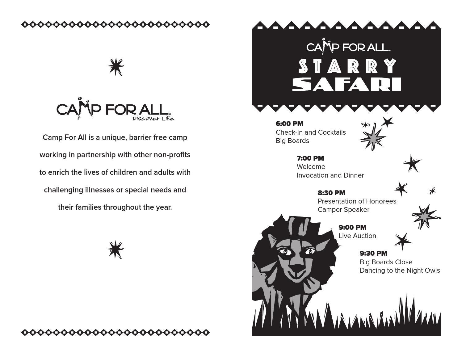 Camp For All Starry Safari Program by campforall - Issuu