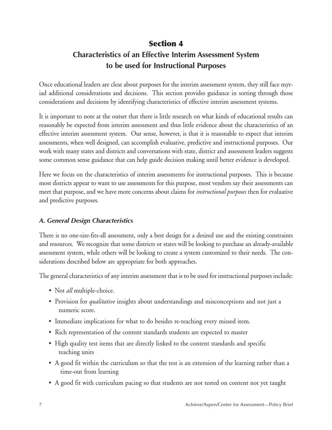 The Role of Interim Assessments in a Comprehensive Assessment System by ...
