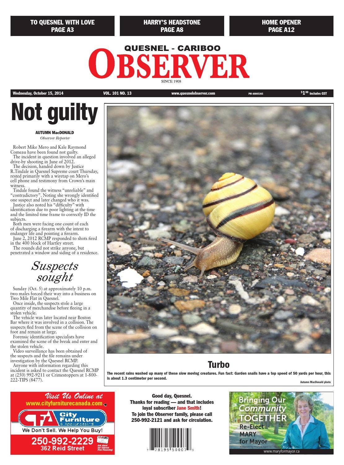 Quesnel Cariboo Observer, October 15, 2014 by Black Press Media Group ...