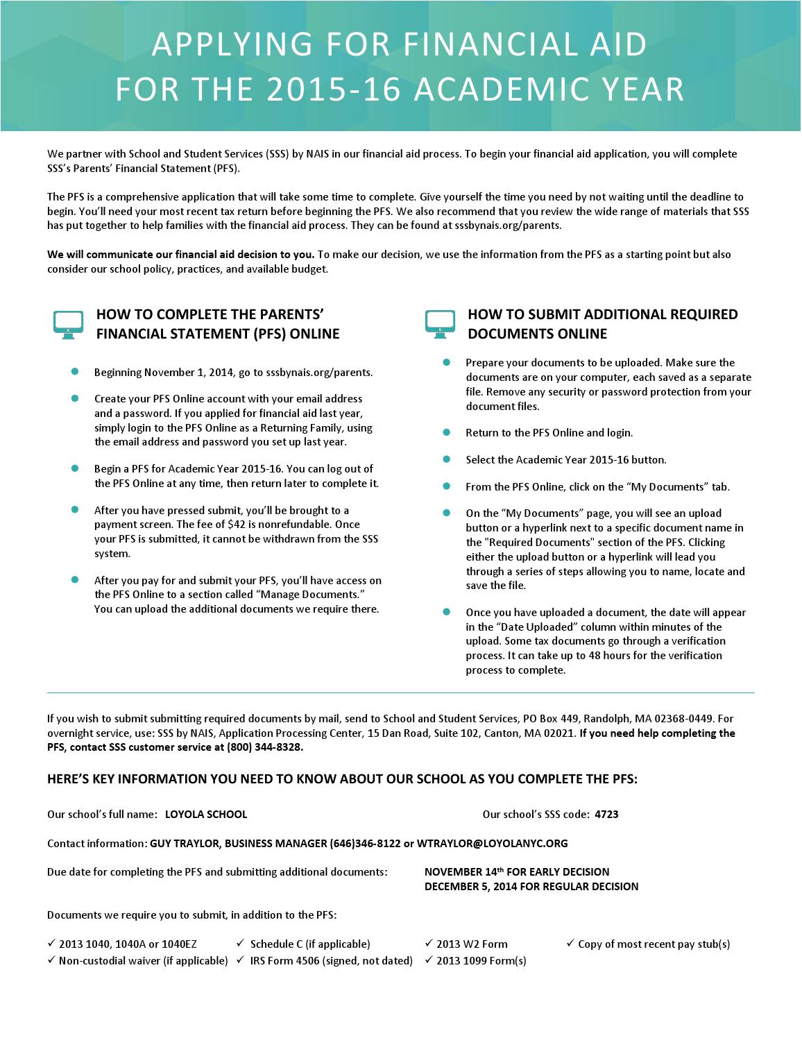 How to Apply for Financial Aid 2015-16 by Loyola School - Issuu