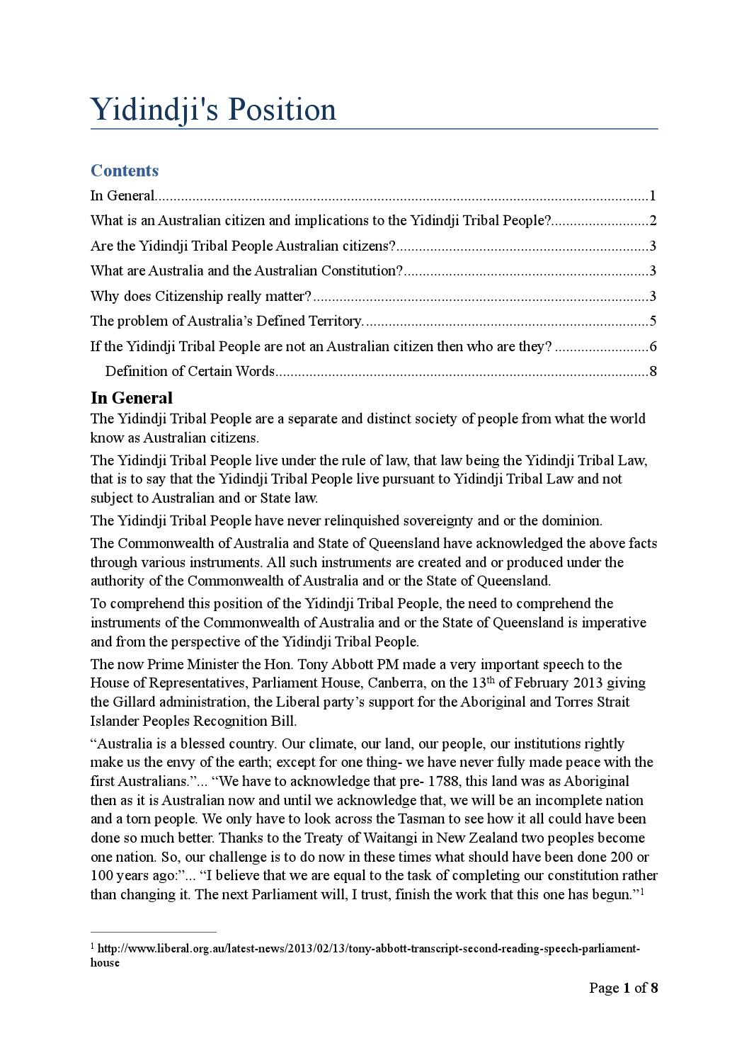 Yidindji's position - an educational resource by Sovereign ©Yidindji ...