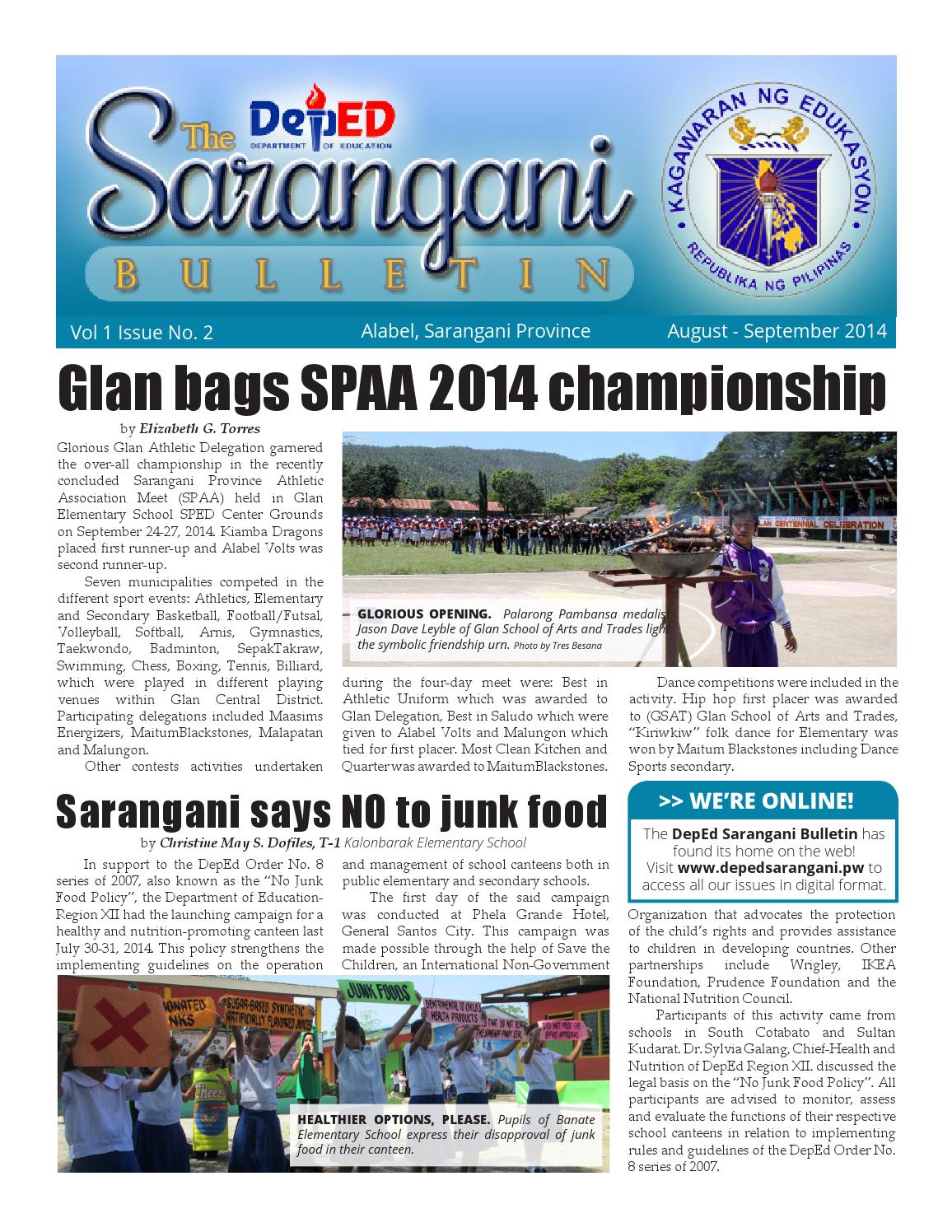 The DepEd Sarangani Bulletin - August-September 2014 by Ariel Lalisan ...