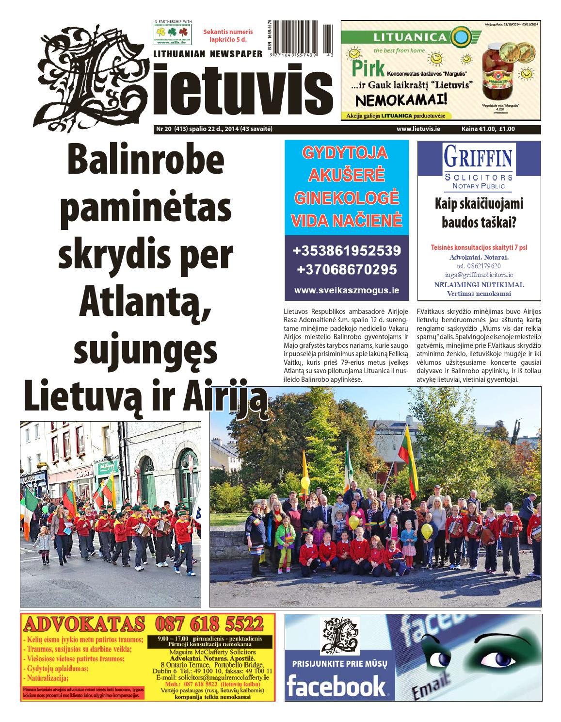 Lietuvis N 20 (413) by Laikrastis "Lietuvis" - Issuu