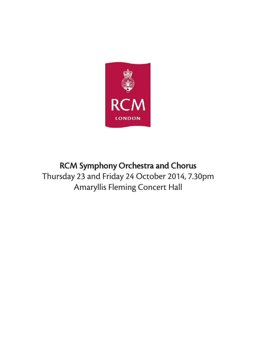 RCM Symphony Orchestra & Chorus programme by Royal College of Music - Issuu