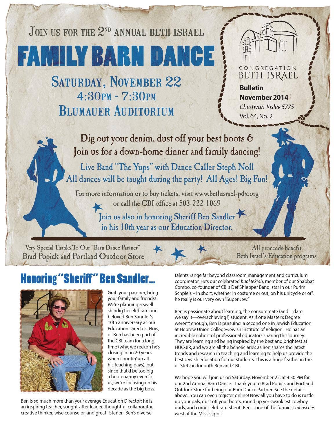 November 2014 Bulletin - Congregation Beth Israel, Portland Oregon by ...