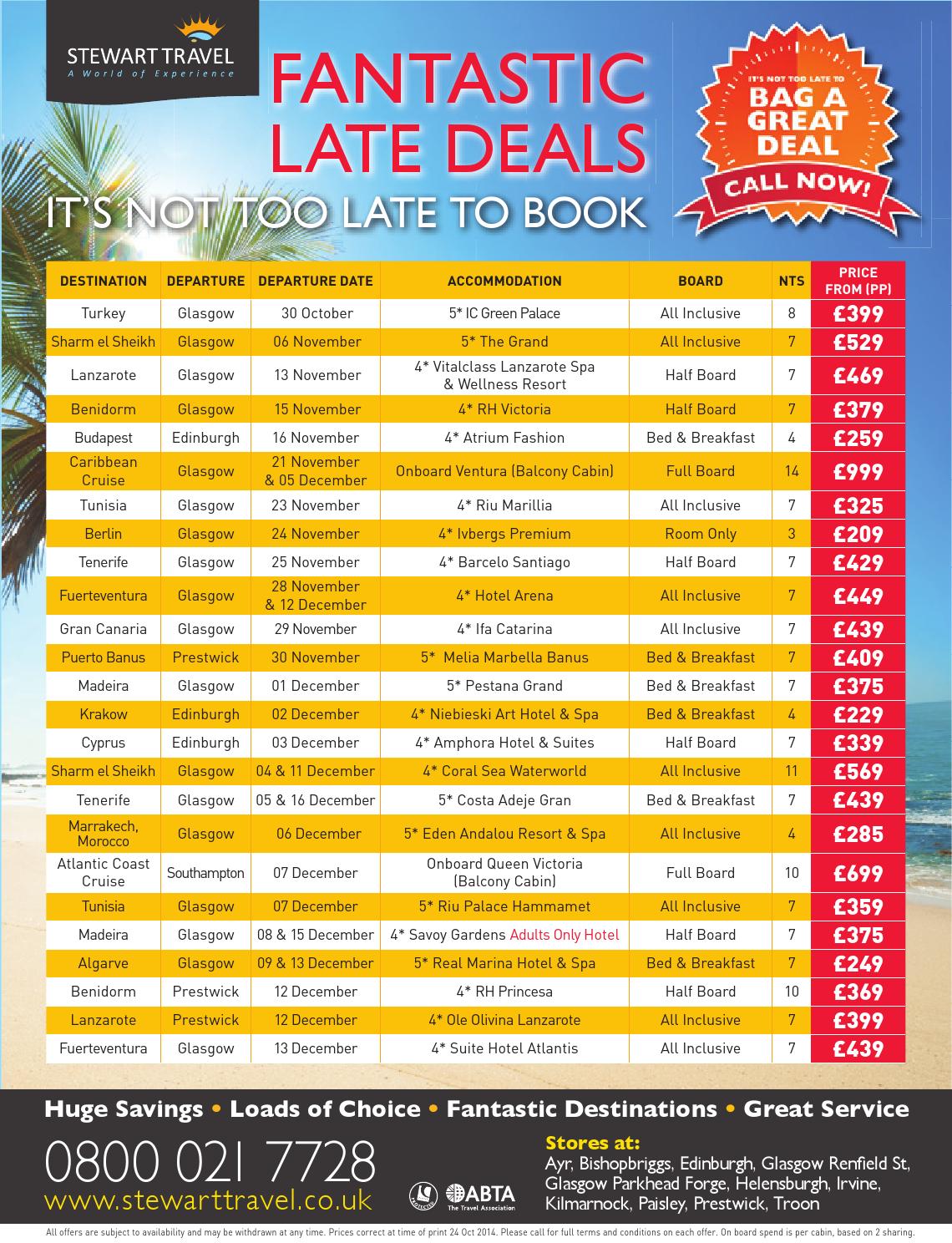 Stewart Travel Late Holiday Deals Daily Mail 251014 by Stewart Travel ...