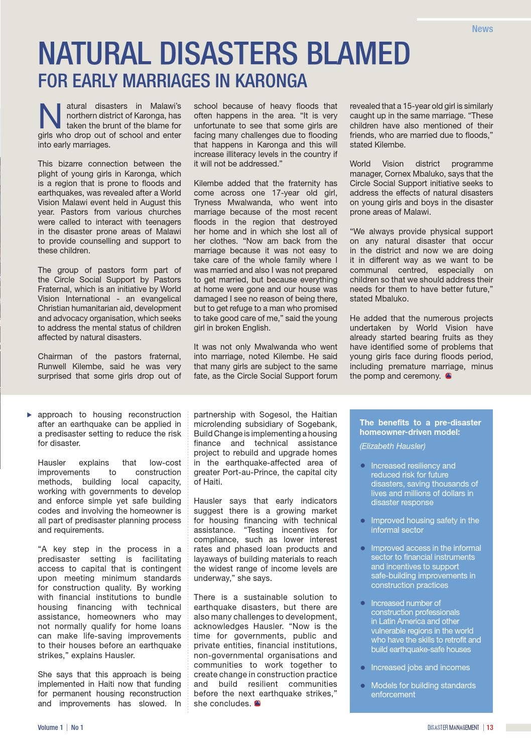 Disaster Management Journal Vol 1 No 1 by Fire and Rescue International ...