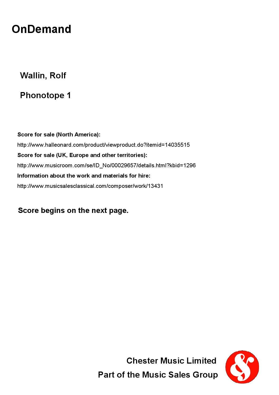 Wallin PHONOTYPE 1 by ScoresOnDemand - Issuu