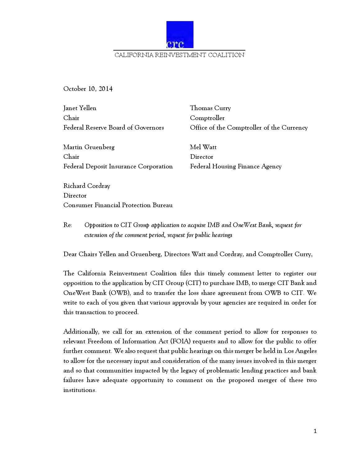 Opposition letter one west cit group by The Power Is Now Media Inc. - Issuu