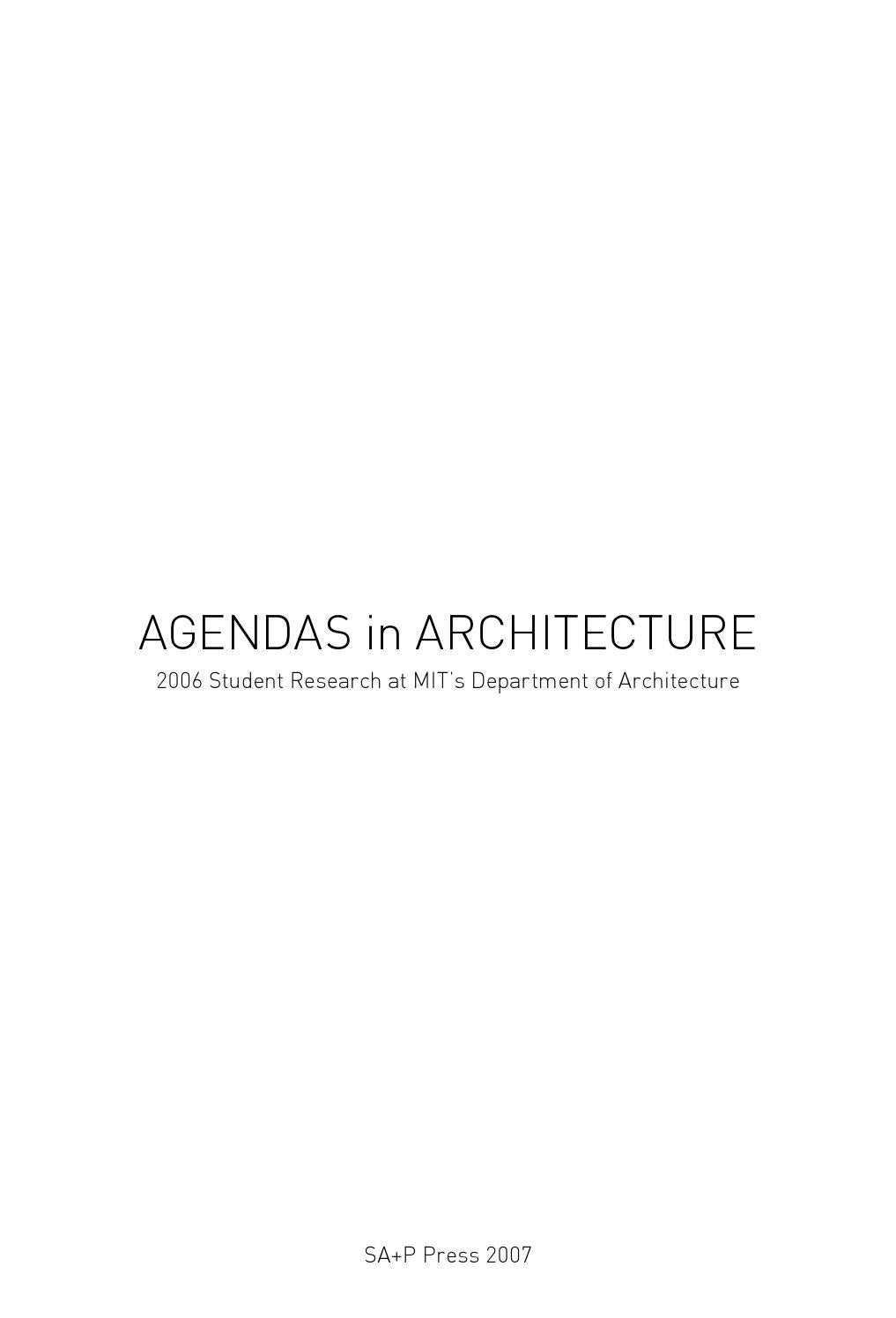 Agendas in Architecture by MIT Architecture - Issuu