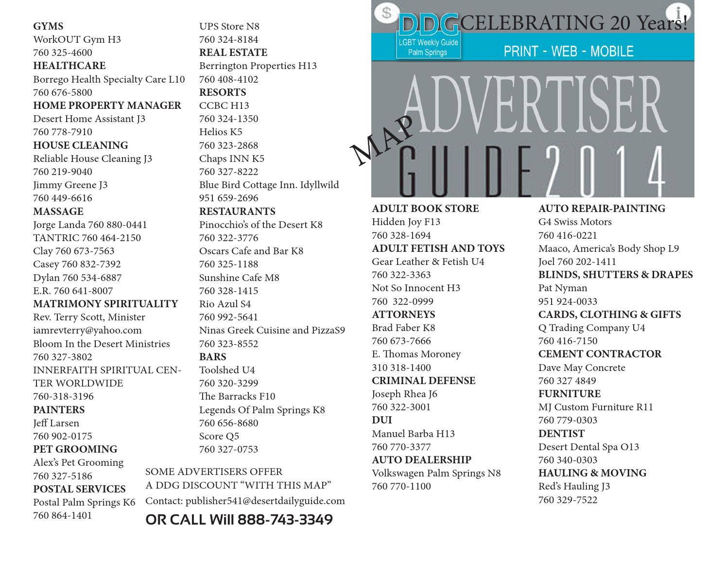 Advertiser Edition with Map Palm Springs Gay Magazine, LGBT Desert ...