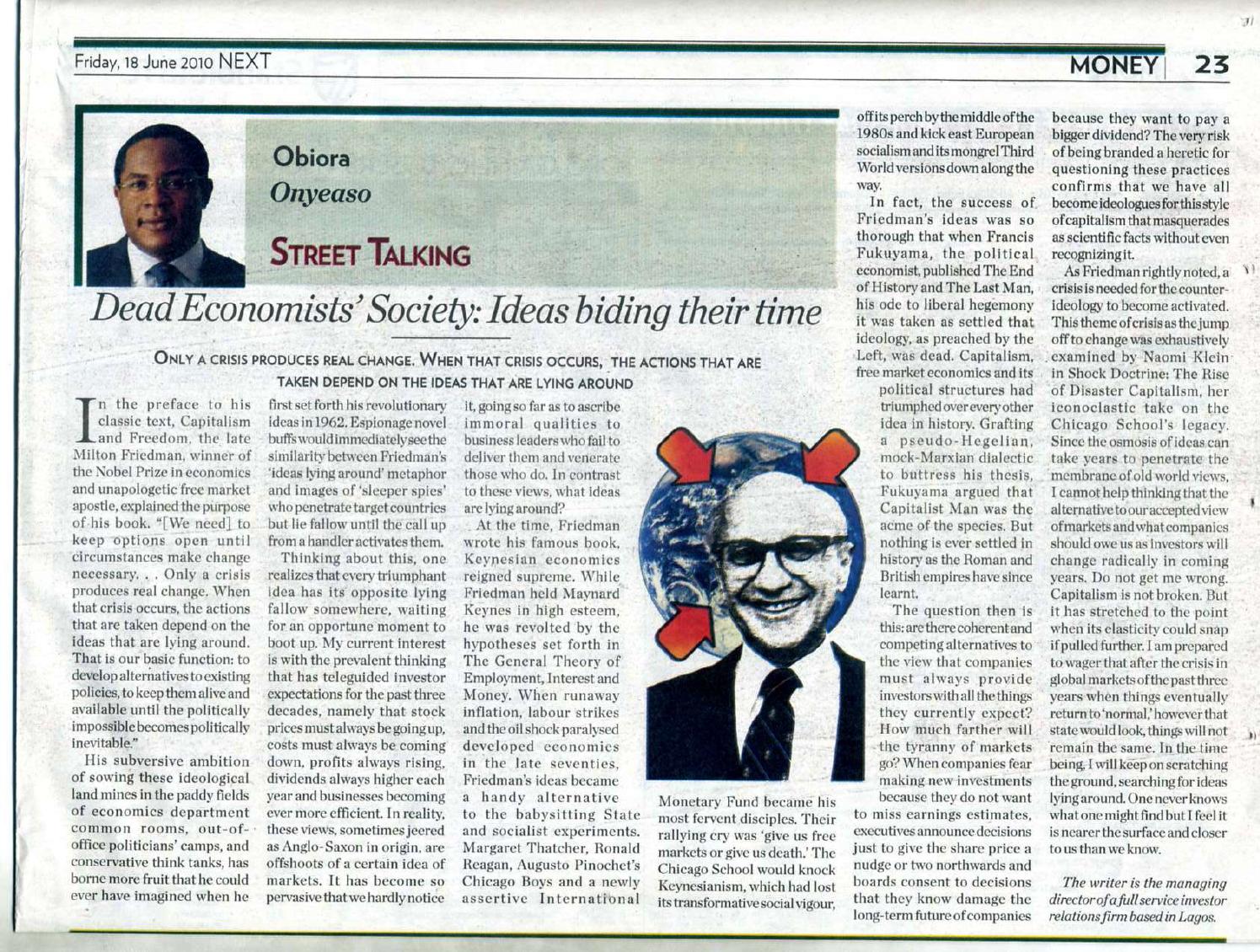 Dead Economists Society: Ideas biding their time by Obiora Onyeaso by ...