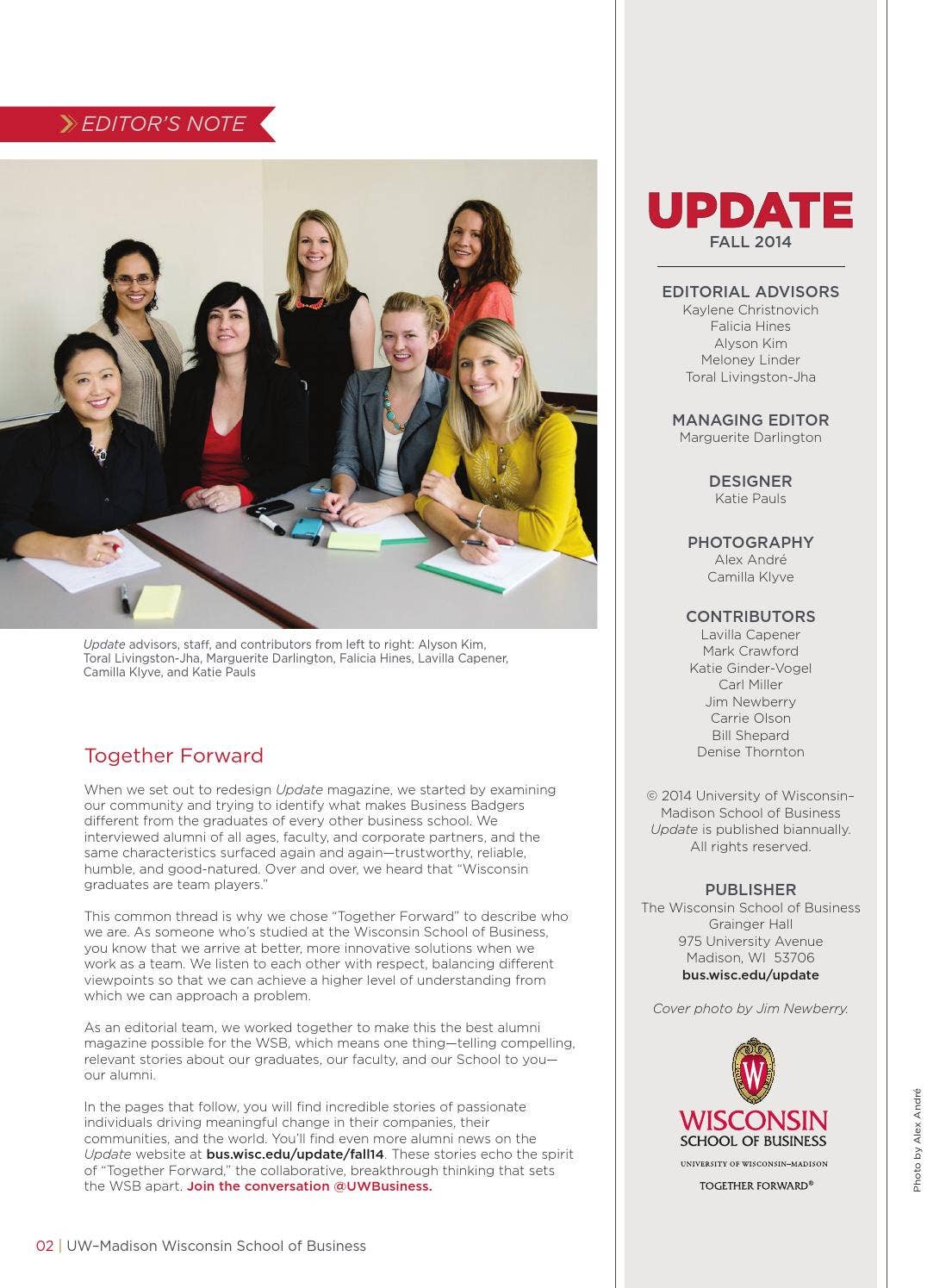 Wisconsin School of Business UPDATE Magazine Fall 2014 by University of ...