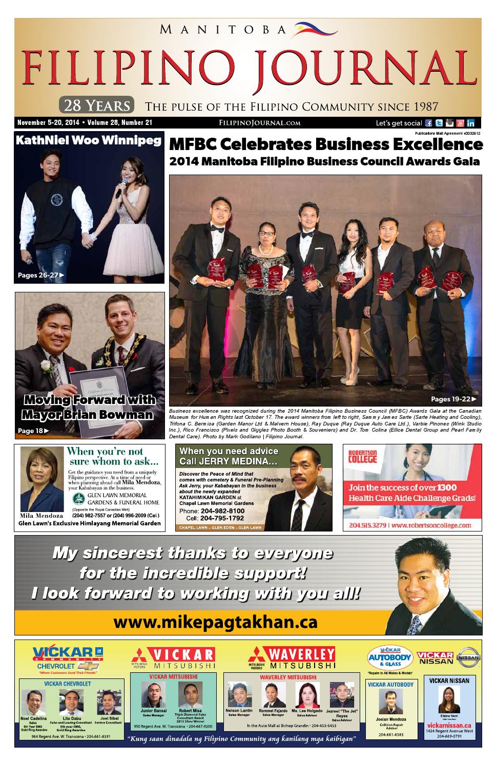 Filipino Journal Manitoba Edition November 05 - 20, 2014 by Filipino ...