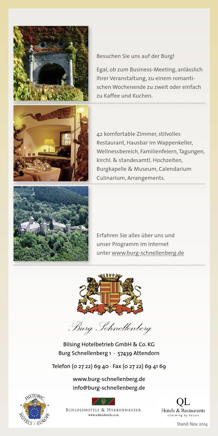 Burg Schnellenberg - Calendarium Culinarium 2015 by FREY PRINT + MEDIA ...