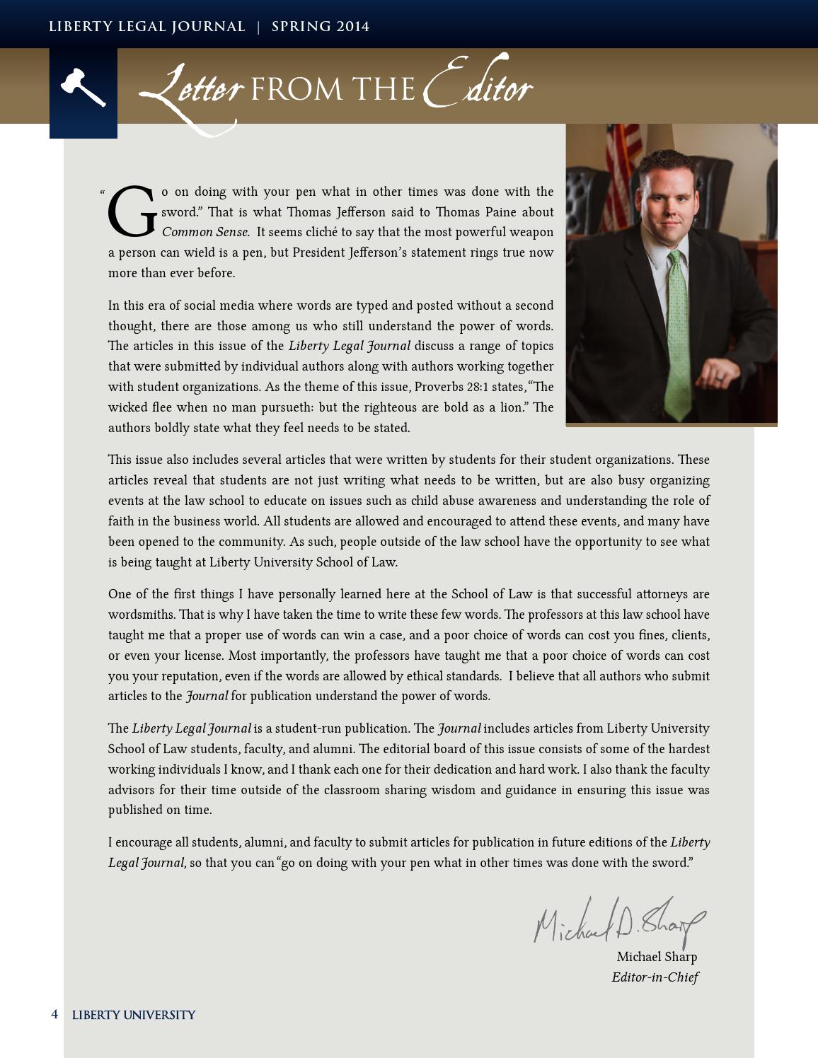 Liberty Legal Journal - Spring 2014 by Liberty University - Issuu