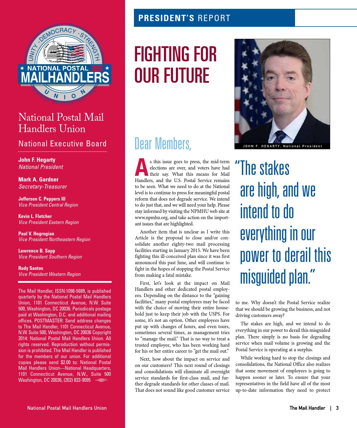 The Mail Handler Magazine Fall 2014 by National Postal Mail Handlers ...