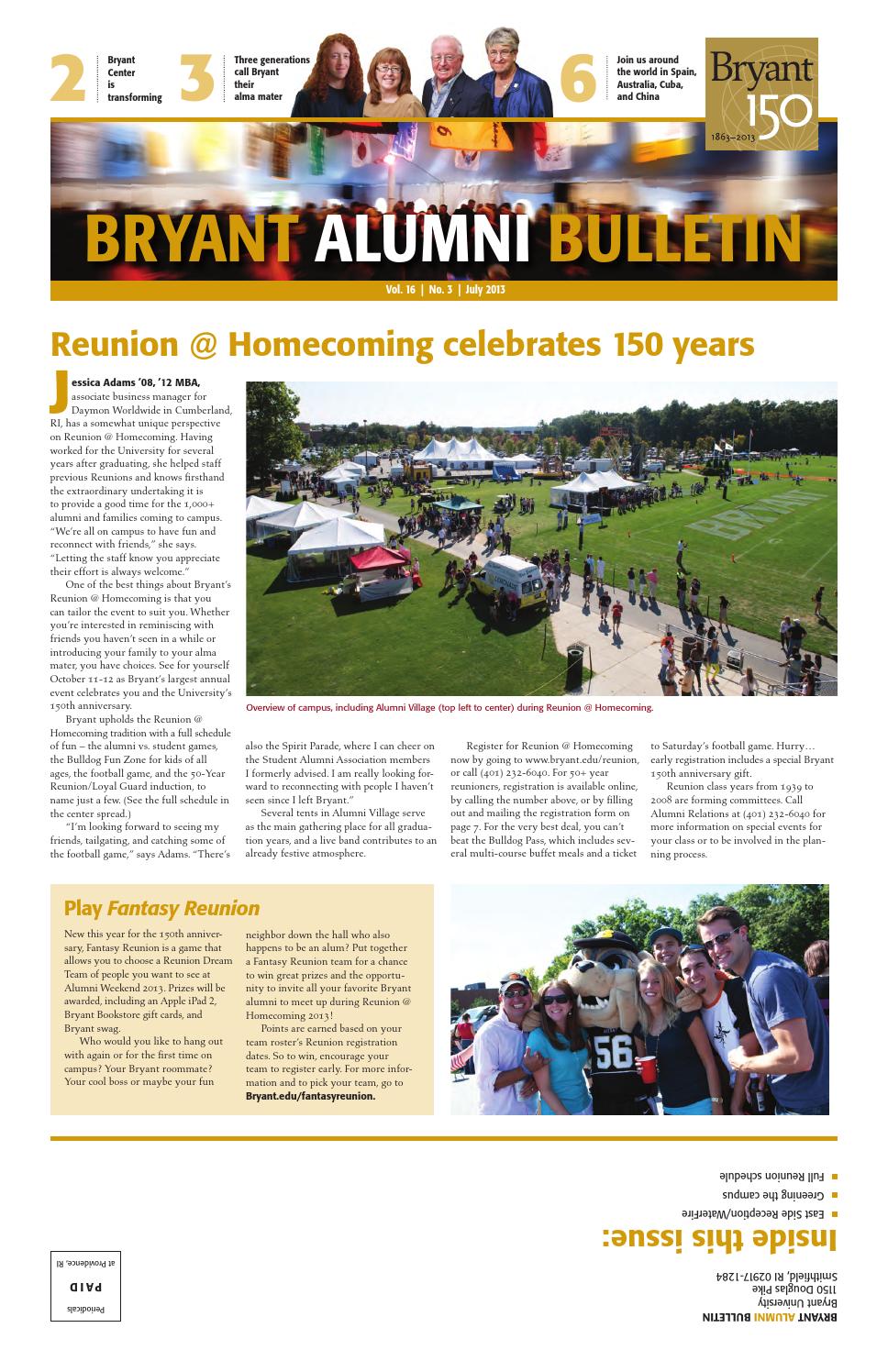 Bryant Alumni Bulletin - July 2013 by Bryant University Alumni ...