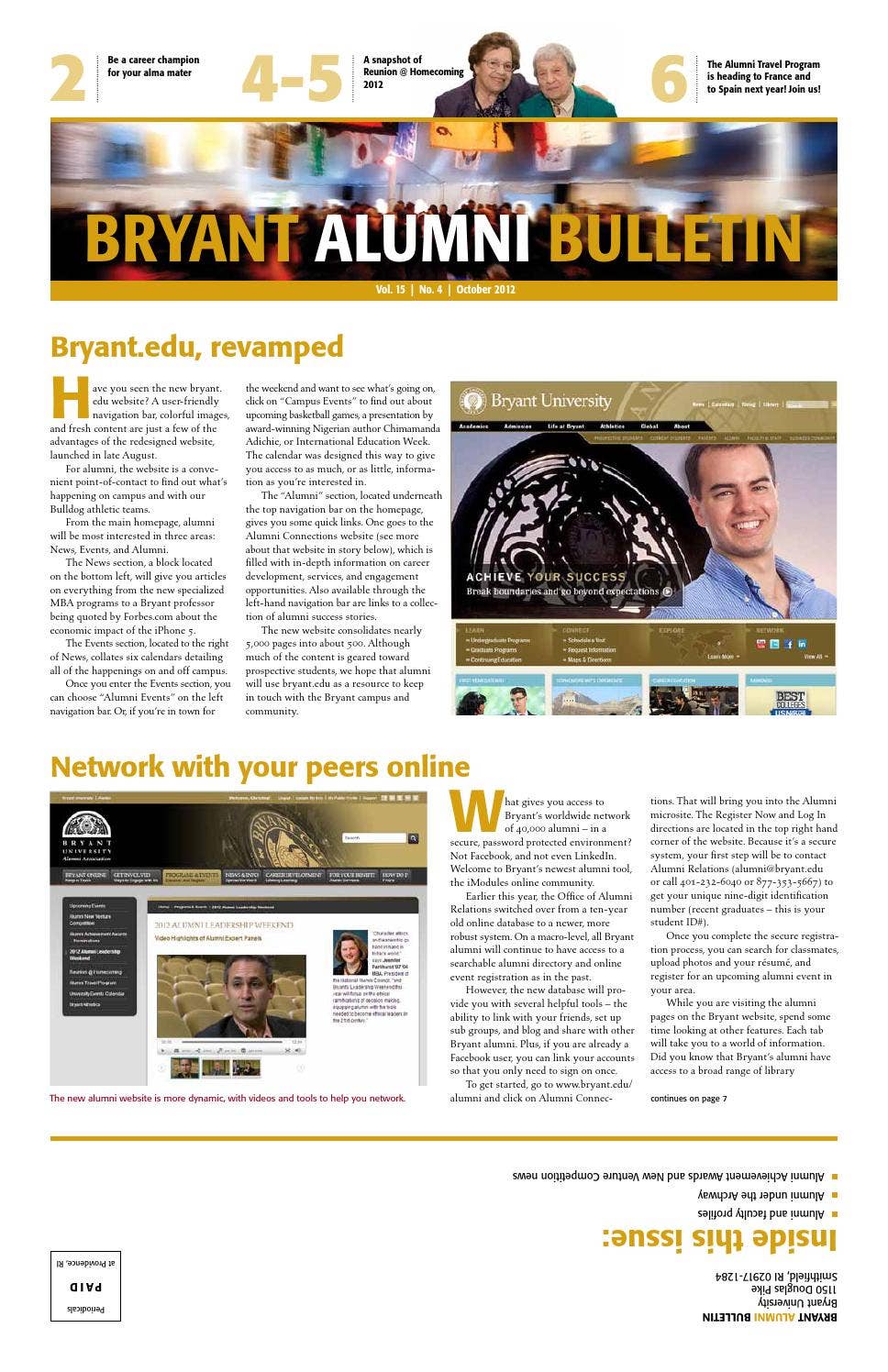 Bryant Alumni Bulletin - October 2012 by Bryant University Alumni ...