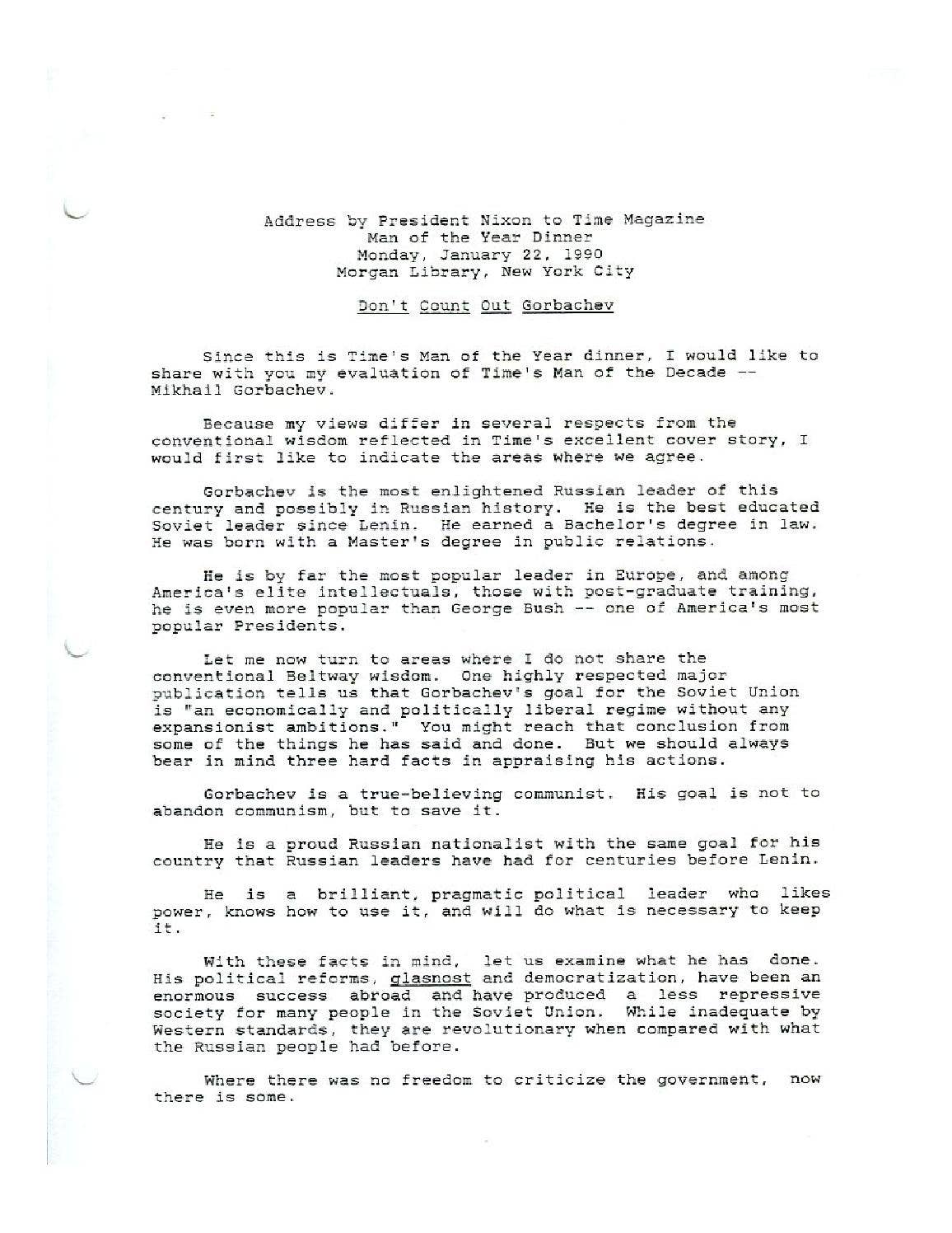 Don't Count Out Gorbachev by Nixon Foundation - Issuu