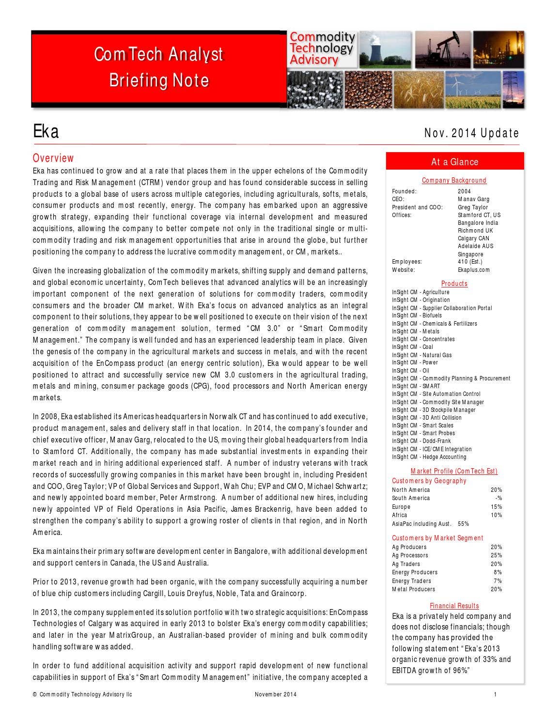 Commodity Technology Advisory Analyst Note EKA Update by CTRM Center ...
