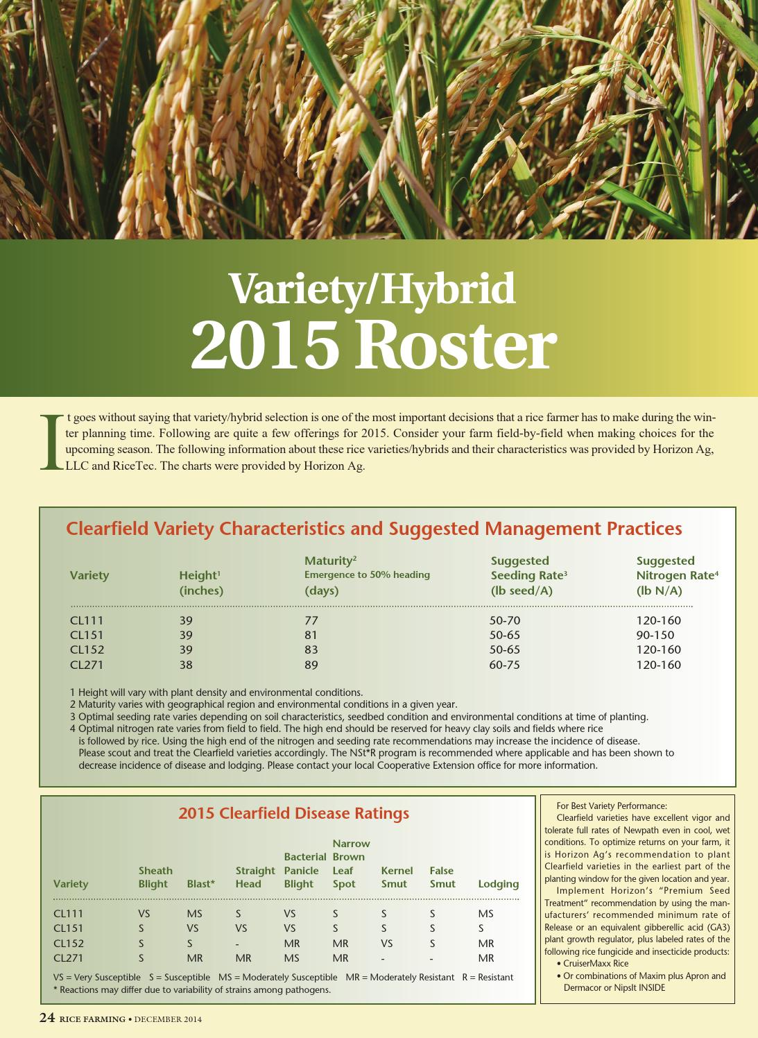 Rice Farming 2015 variety hybrid guide by One Grower Publishing - Issuu
