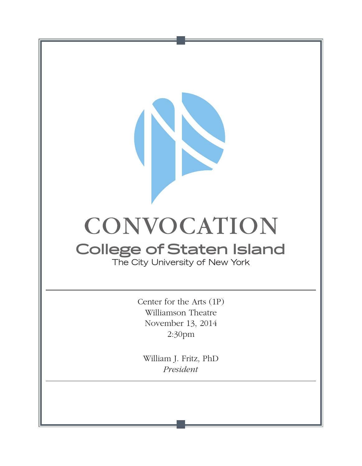Convocation program 2014 by CUNY College of Staten Island - Issuu