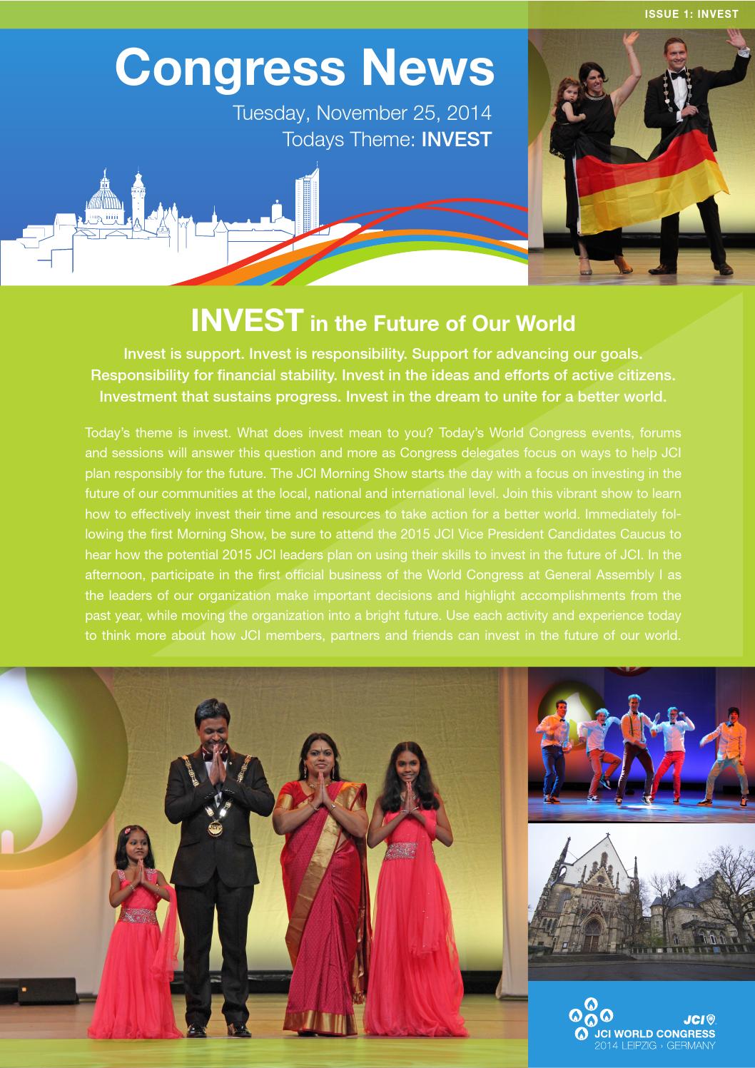 2014 JCI World Congress Newsletter Issue 1 by Junior Chamber ...