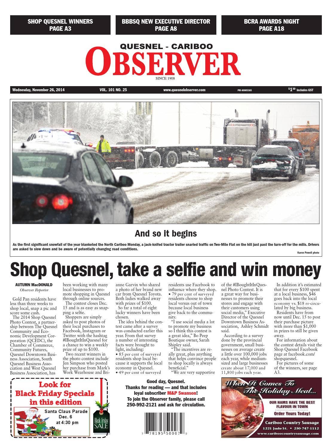 Quesnel Cariboo Observer, November 26, 2014 by Black Press Media Group ...