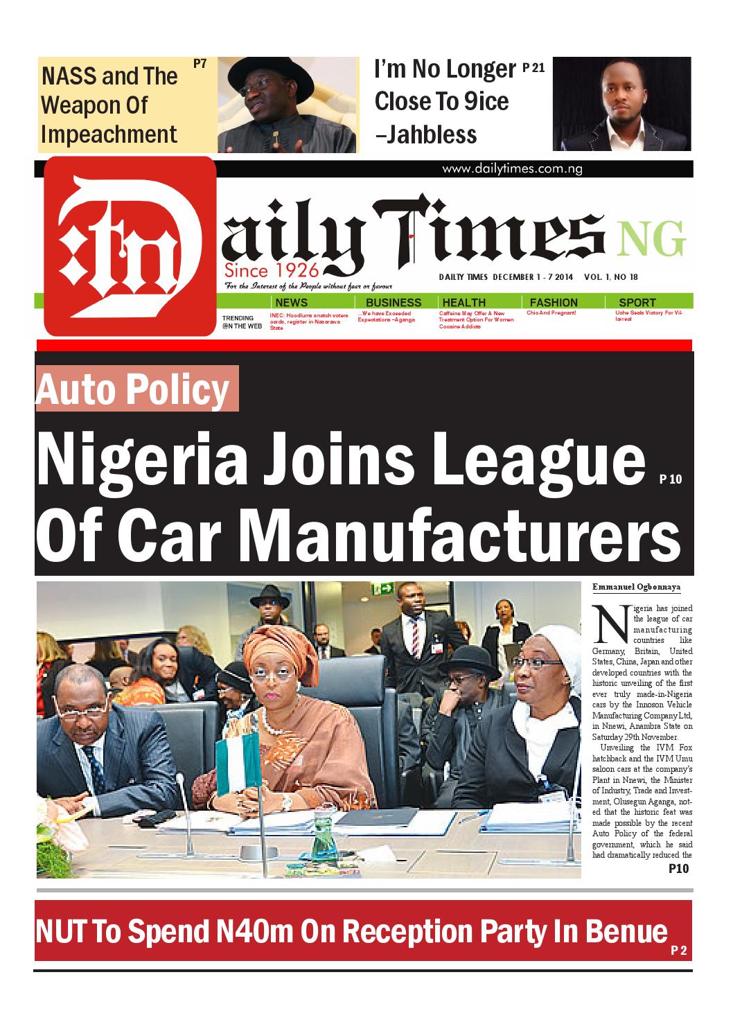 Daily Times e-Newspaper Issue 18 by Daily Times of Nigeria - Issuu