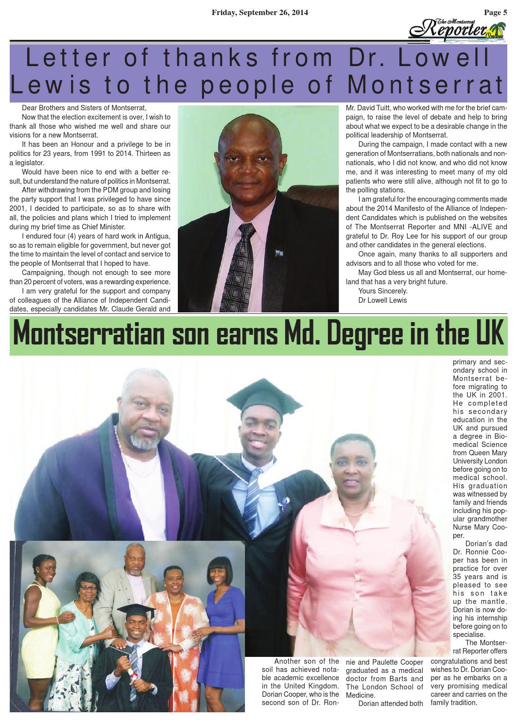 The Montserrat Reporter - September 26 2014 by The Montserrat Reporter ...