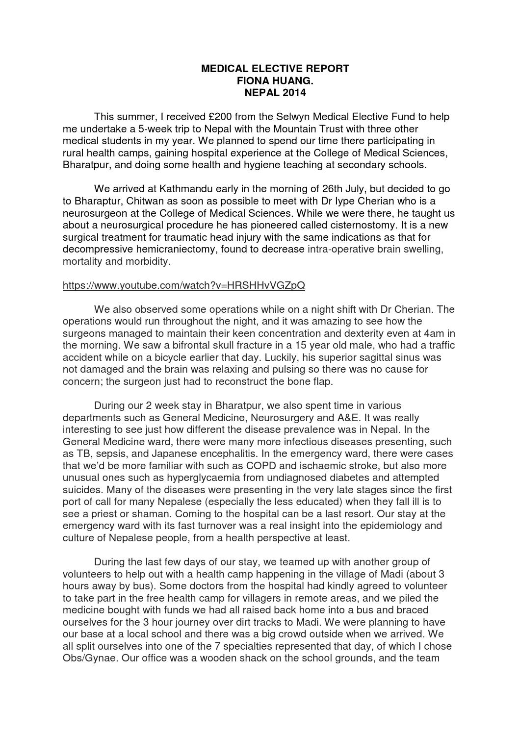 Medical Elective Report: Fiona Huang by Selwyn Alumni - Issuu