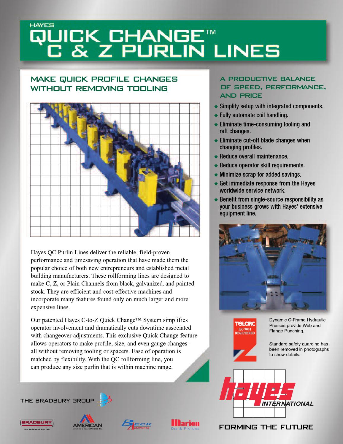 Hayes Quick Change C & Z Purlin Lines by The Bradbury Group - Issuu