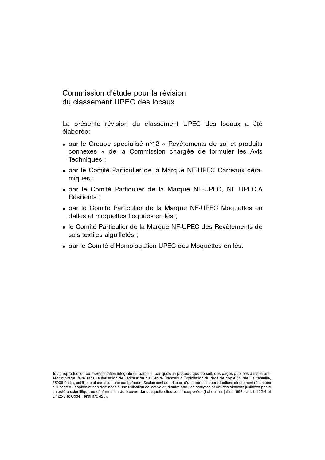Cahier 3509 du cstb classement upec des locaux by Weber - Issuu