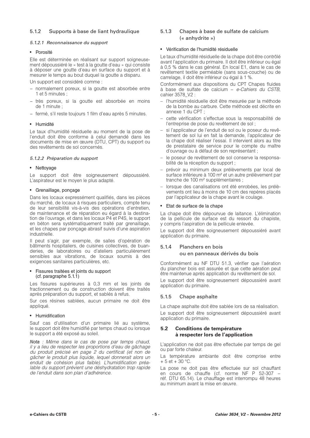 E cahiers 3634 v2 du cstb exécution des enduits de sols intérieurs pour la pose de revêtements ...