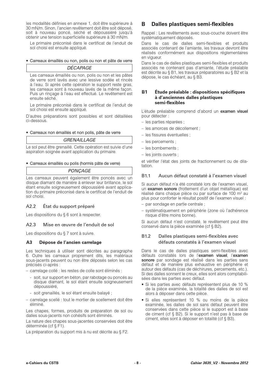 E cahiers 3635 v2 du cstb exécution des enduits de sols intérieurs pour la pose de revêtements ...